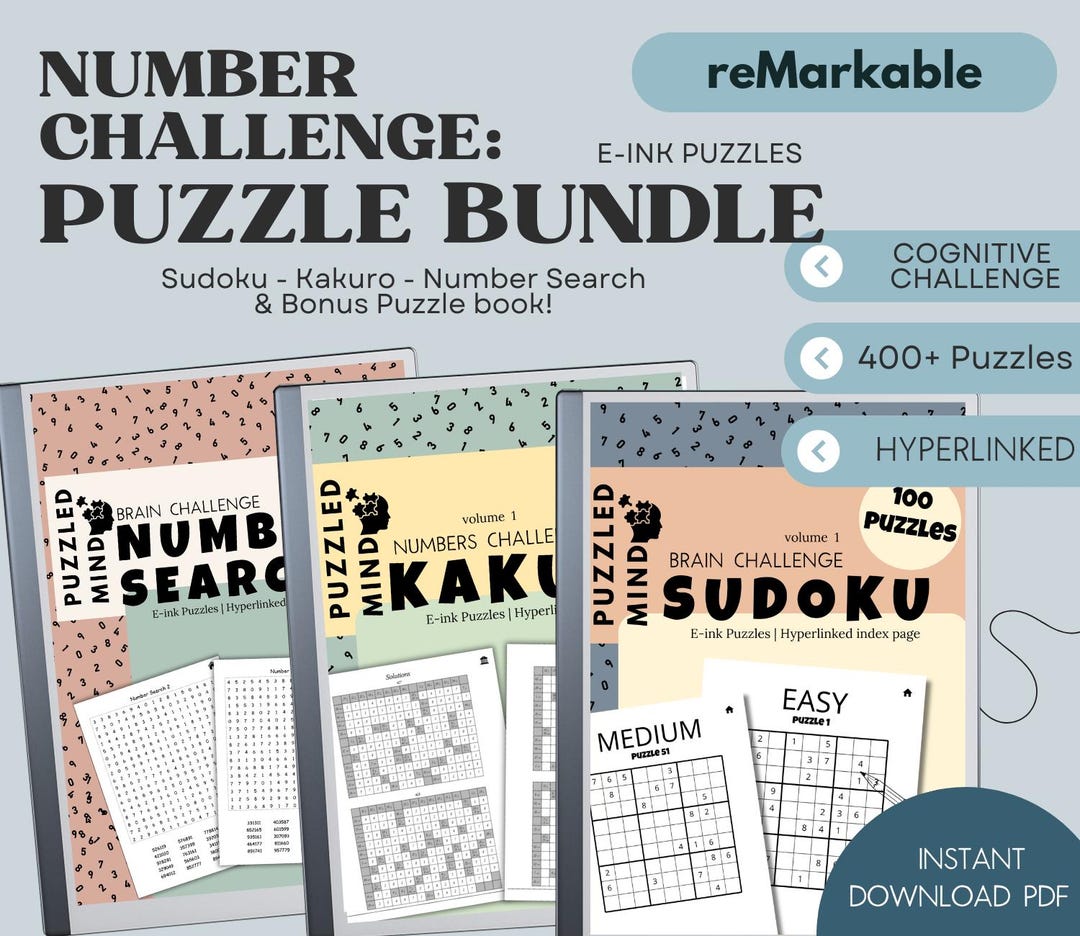 Number Puzzle Bundle Remarkable Templates Remarkable 2 Puzzles RM2 ...