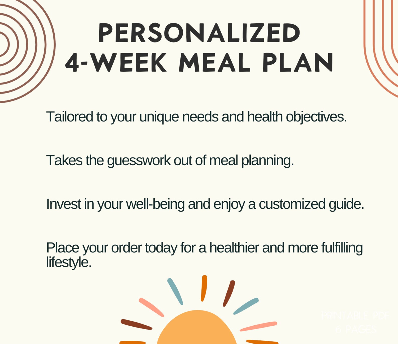 Personalized 4 Week Meal Plan Custom Meal Plan Weightloss Plan Meal ...
