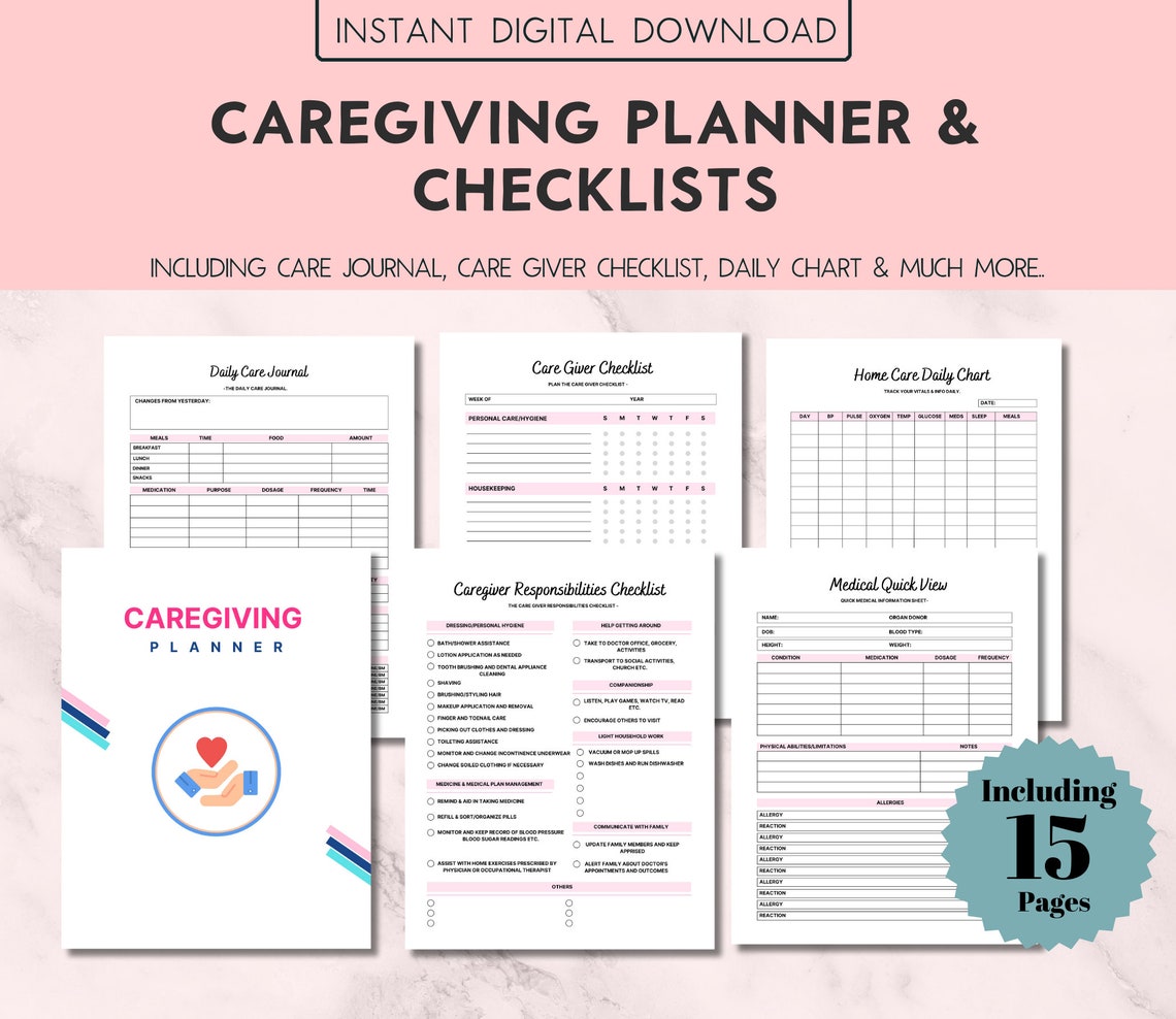 Caregiver Planner Caregiver Checklist Caregiving Planning Caregiver ...
