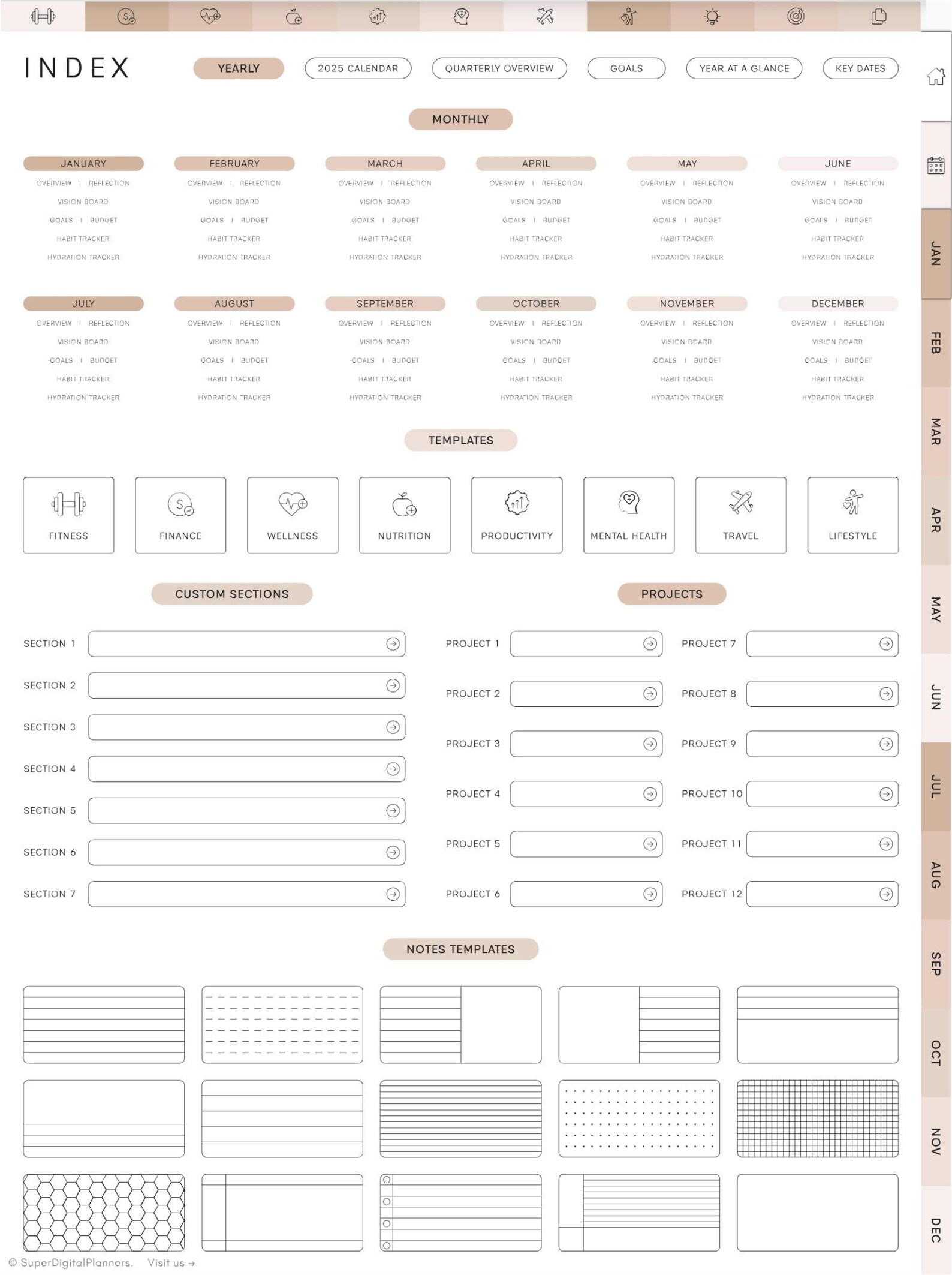 All in One 2025 Life Planner Remarkable Agenda 2025 Remarkable Template ...