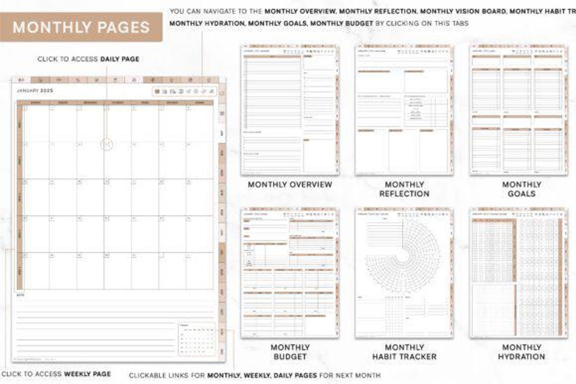 All in One 2025 Life Planner Remarkable Agenda 2025 Remarkable Template ...