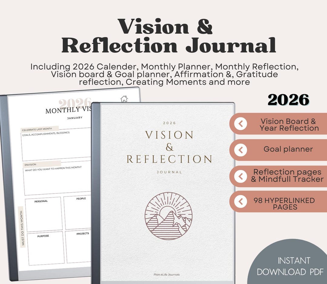Vision & Reflection 2026 Journal Compatible With Remarkable Template ...