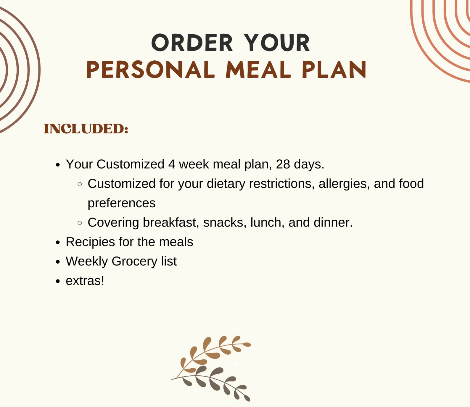 Personalized 4 Week Meal Plan Custom Meal Plan Weightloss Plan Meal ...