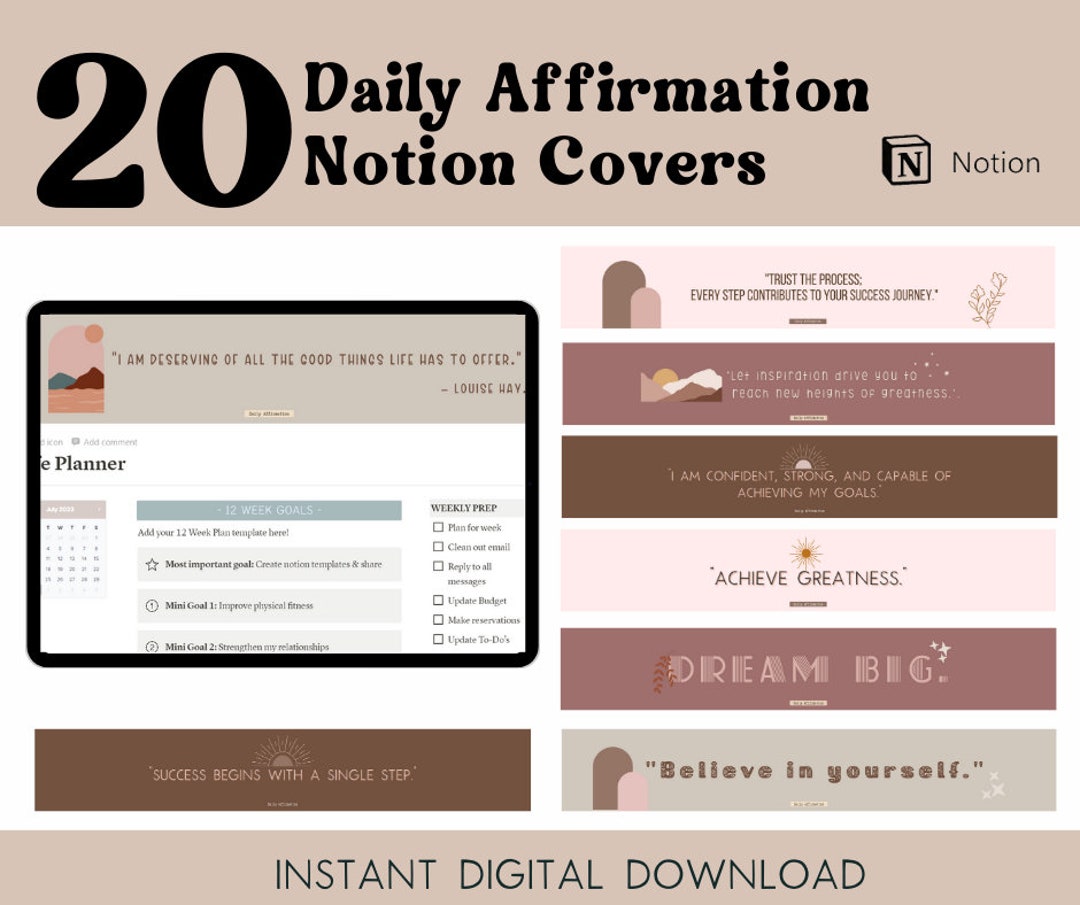 Motivational Notion Covers Notion Template Covers Boho Chic Planner ...