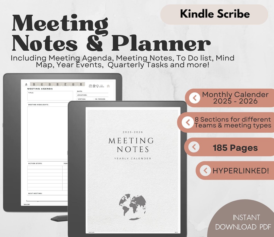 Meeting Notes Kindle Scribe Template Meeting Planner Kindle Templates ...