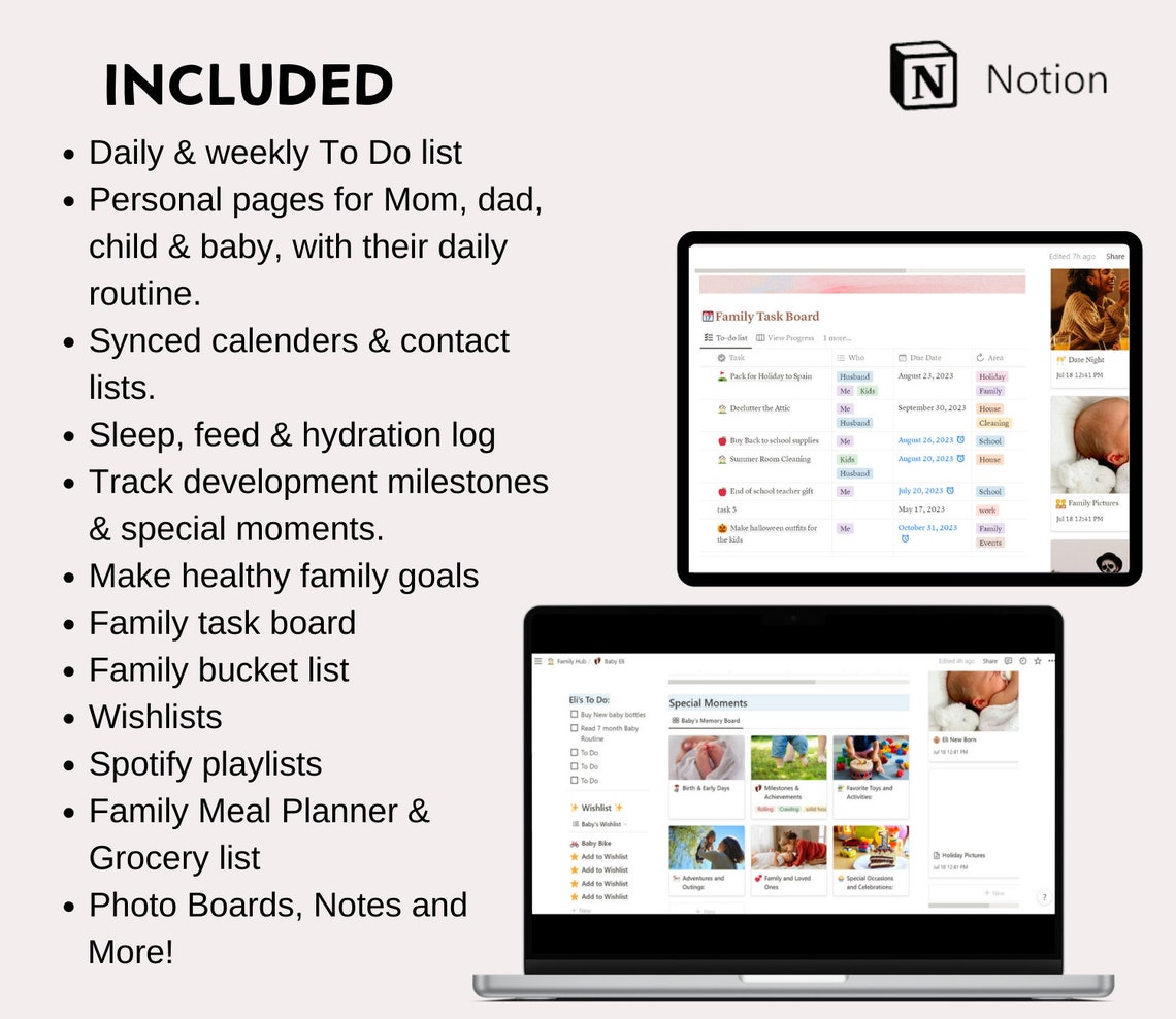 Notion Family Planner Notion Template Notion Digital Planner Notion Mom ...