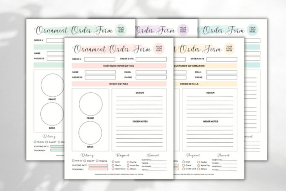 Custom Ornament Order Form Editable Christmas Ornament Order Form ...