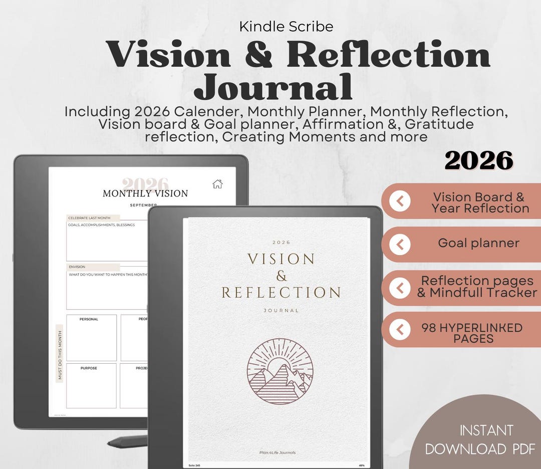 2026 Vision & Reflection Journal Kindle Scribe Template Planner Kindle ...