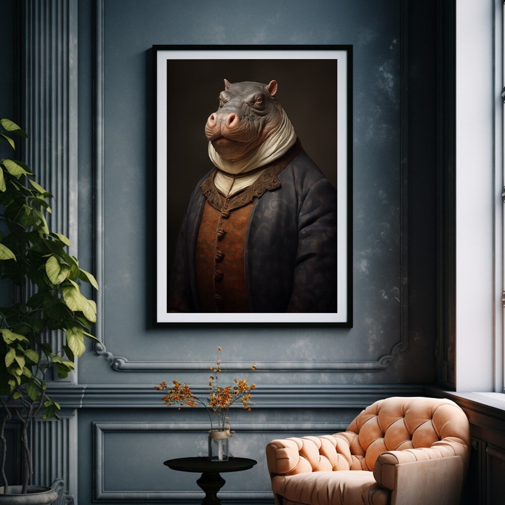 Gothic Hippo Vintage Renaissance PRINT ART POSTER Victorian - Etsy