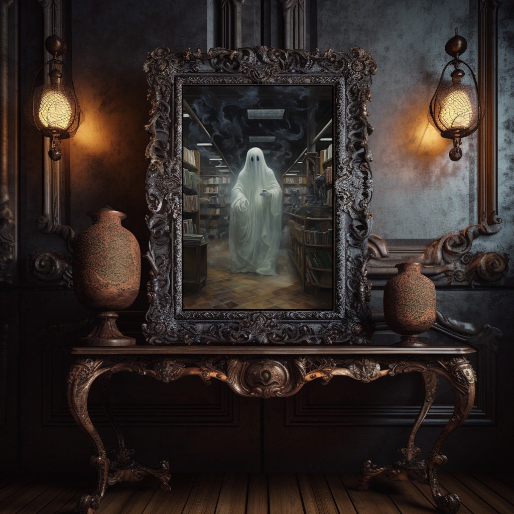 Ghost Library Vintage Gothic Painting POSTER ART PRINT Wall - Etsy