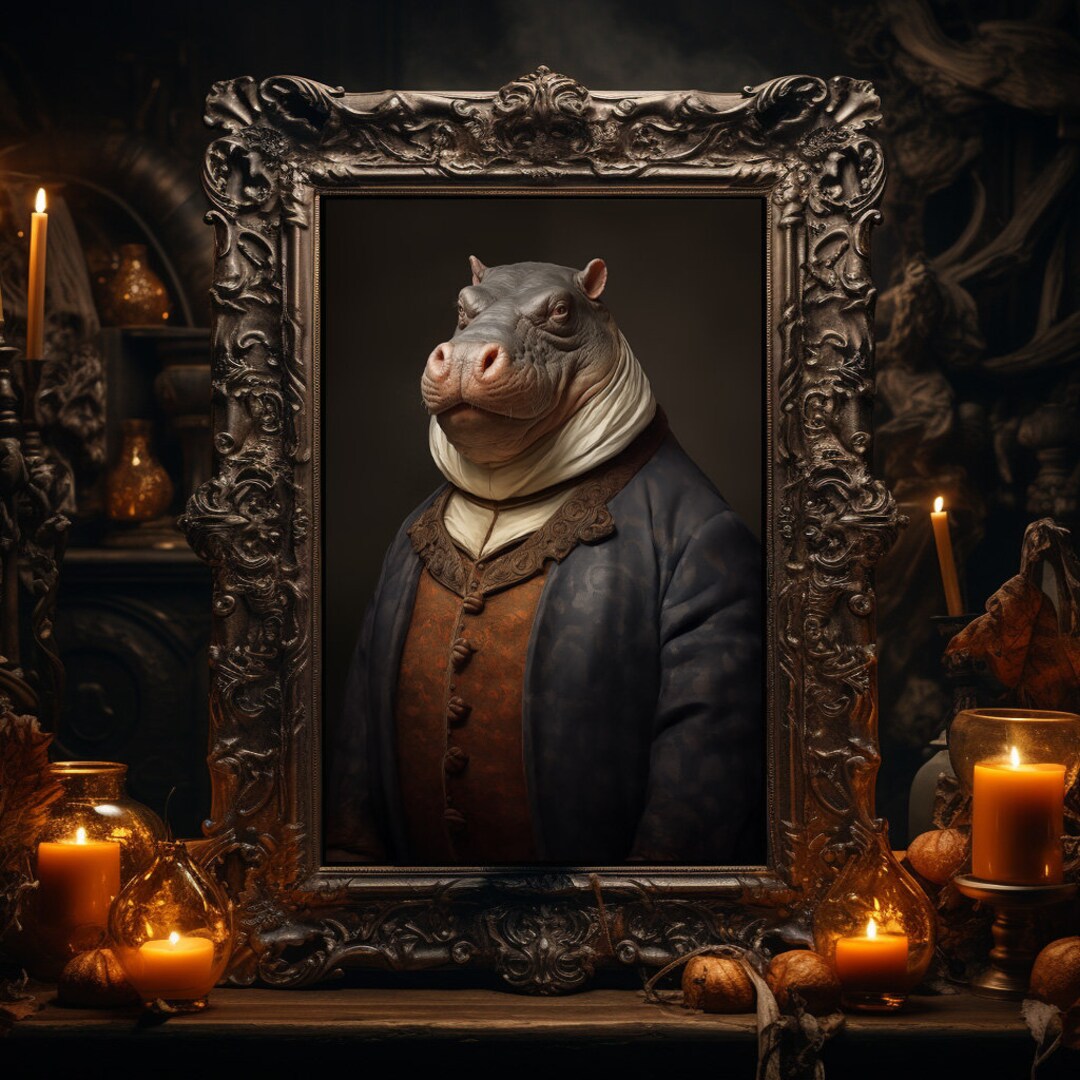 Gothic Hippo Vintage Renaissance PRINT ART POSTER Victorian - Etsy