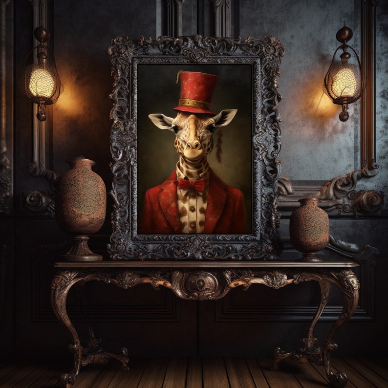 Gothic Giraffe Vintage Renaissance ART POSTER PRINT Victorian Gothic ...