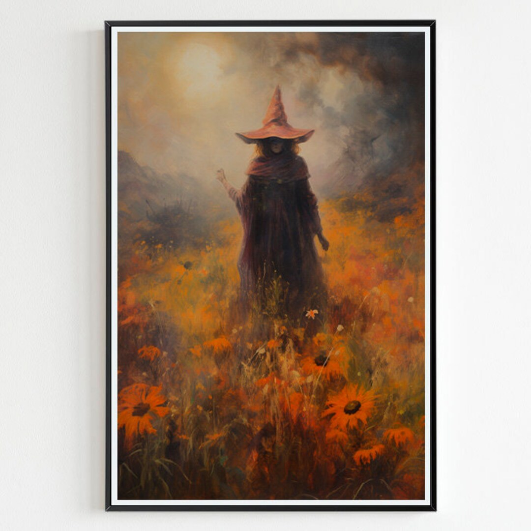 Witch in Field Horror Halloween Vintage Gothic Poster Print - Etsy