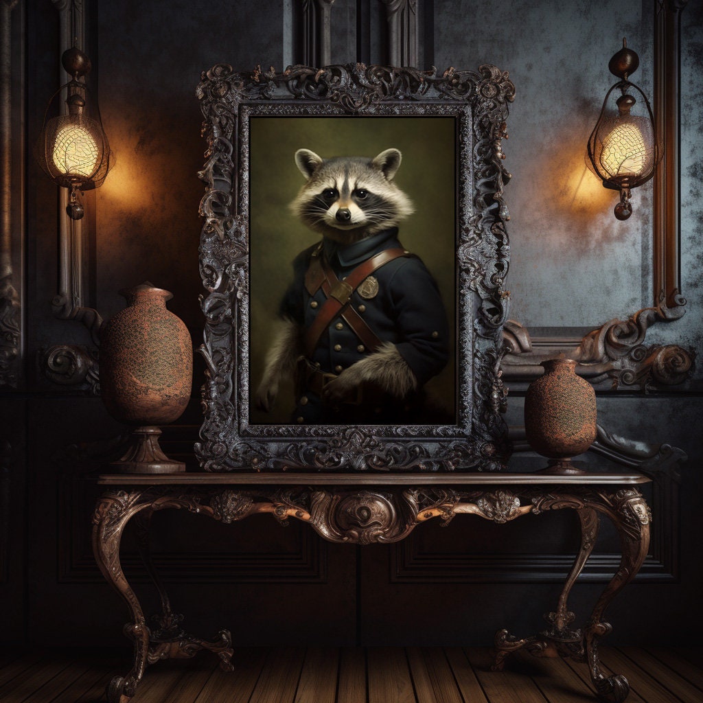 Gothic Racoon Vintage Renaissance ART PRINT POSTER Victorian Gothic ...