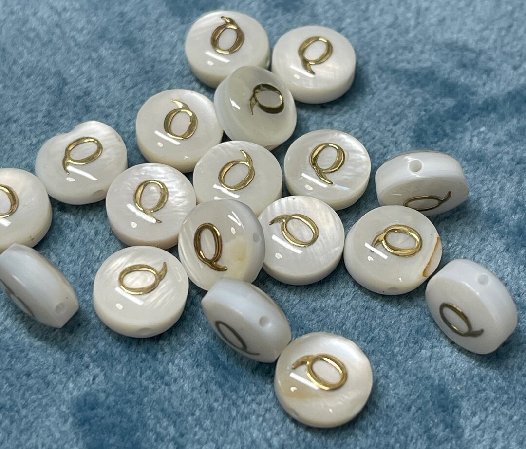 8mm MOP Alphabet Beads, Mother of Pearl English Letter Beads, Round ...