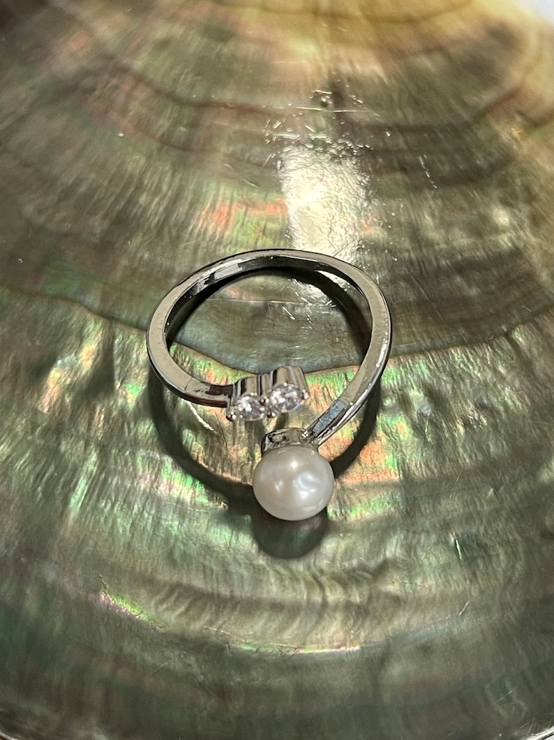 Anillo chapado en oro con perla (7-8 mm), E067 - Etsy España