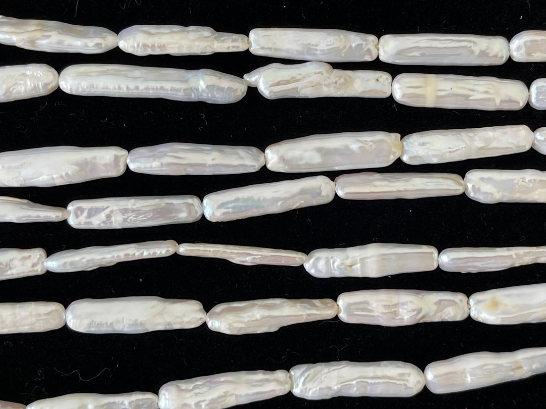 Stick Pearls, White Freshwater Pearl, Natural Long Biwa Stick Pearls ...