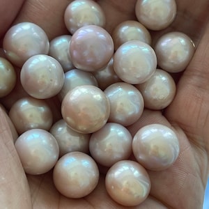 9-12mm+ Natural Pink/peach Round Edison Pearl, Pearls, Fresh Water ...