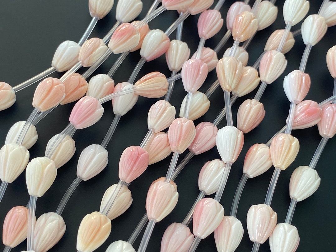 2 Pieces Natural Pink Mother of Pearl Hawaiian Pikake Beads, 6x 8mm ...