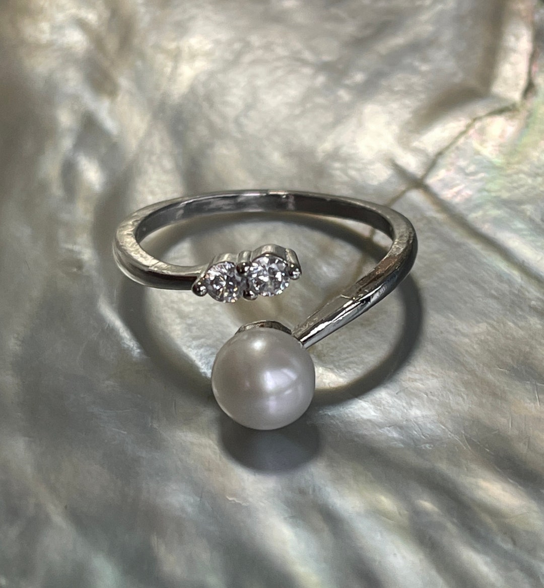 Anillo chapado en oro con perla (7-8 mm), E067 - Etsy España