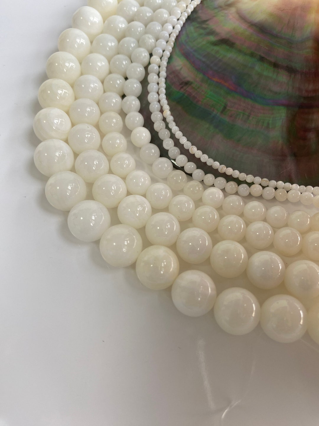 White Mother of Pearl Beads, Smooth Round Shell Beads, Tiny Size 2.0mm ...