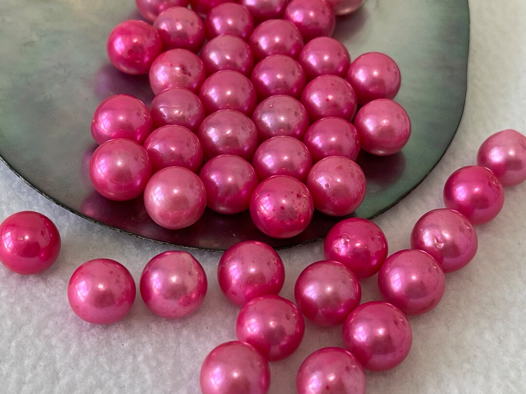 9-13mm Pink Round Pearl, Colored Edison Pearls, Pink Loose Pearls ...