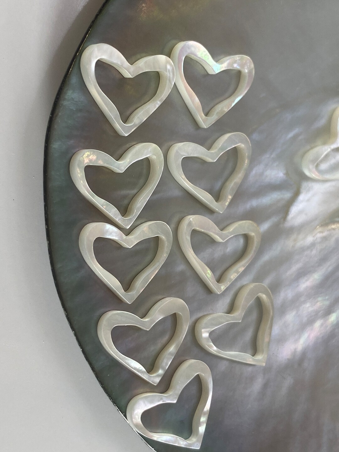 5pcs White Carving MOP Heart, Mother of Pearl Heart,natural White Shell ...