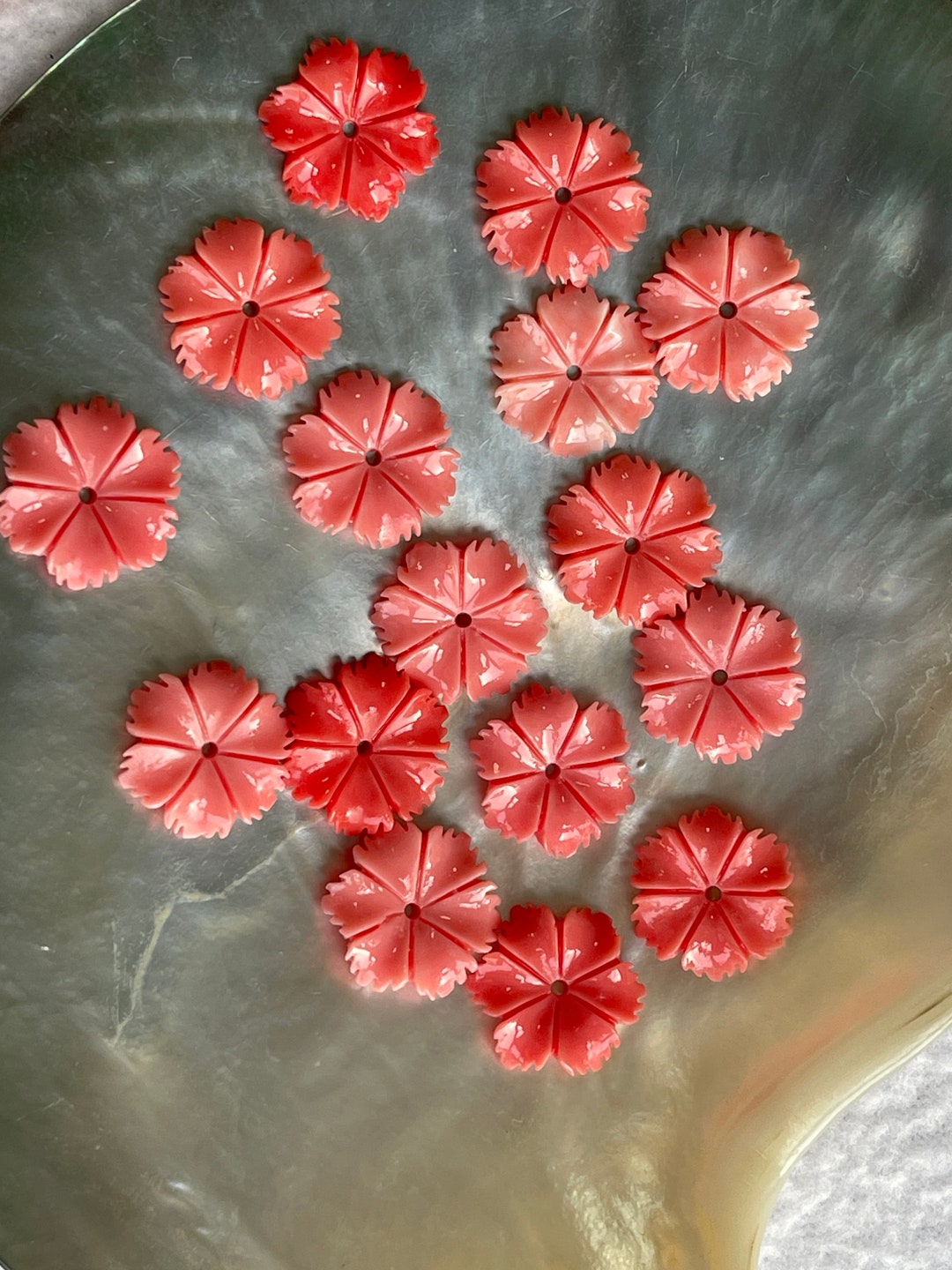 20pcs MOP Powder & Resin Hibiscus Beads 13mm X13mm. E140 - Etsy