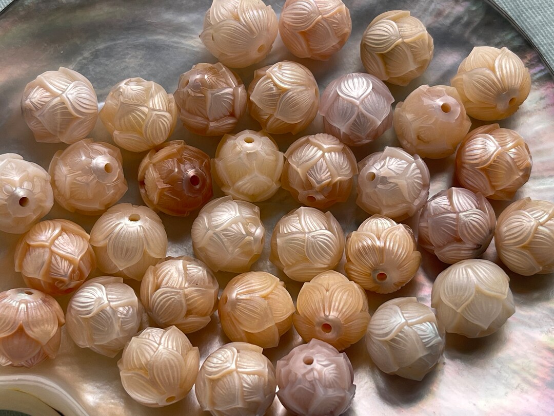 Hand Carved Freshwater Edison Pearls Lotus, Pearl Lotus Charm, for DIY ...