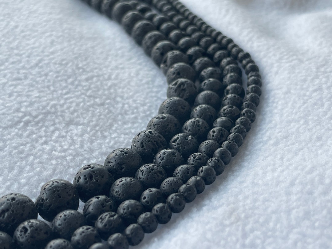 Round Matte Black Lava Beads, Natural Volcanic Stone, 15 Inch Strand ...
