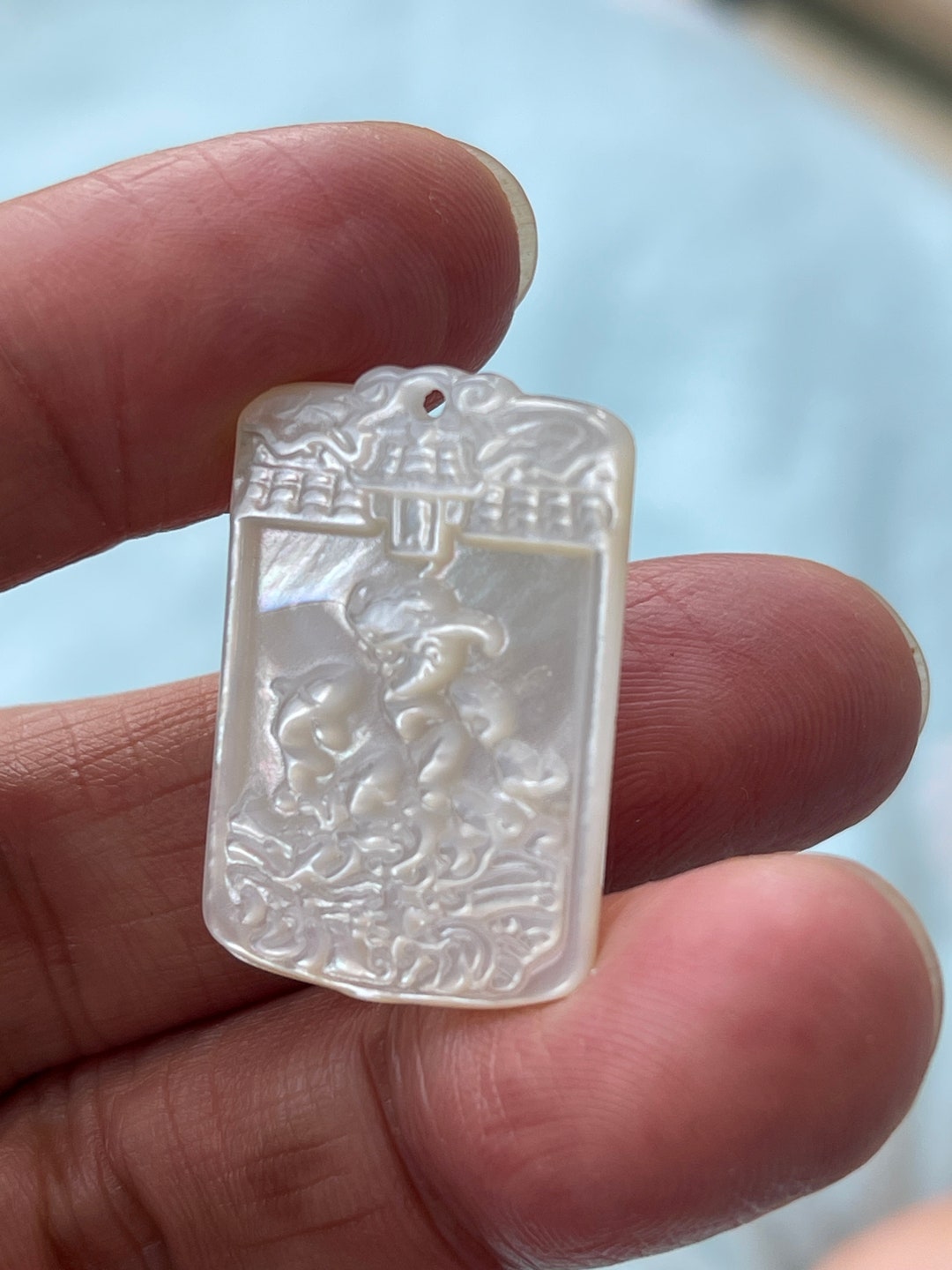 Natural Mother of Pearl Cameo Fish in Sea, Hand Caving MOP Shell Relief ...