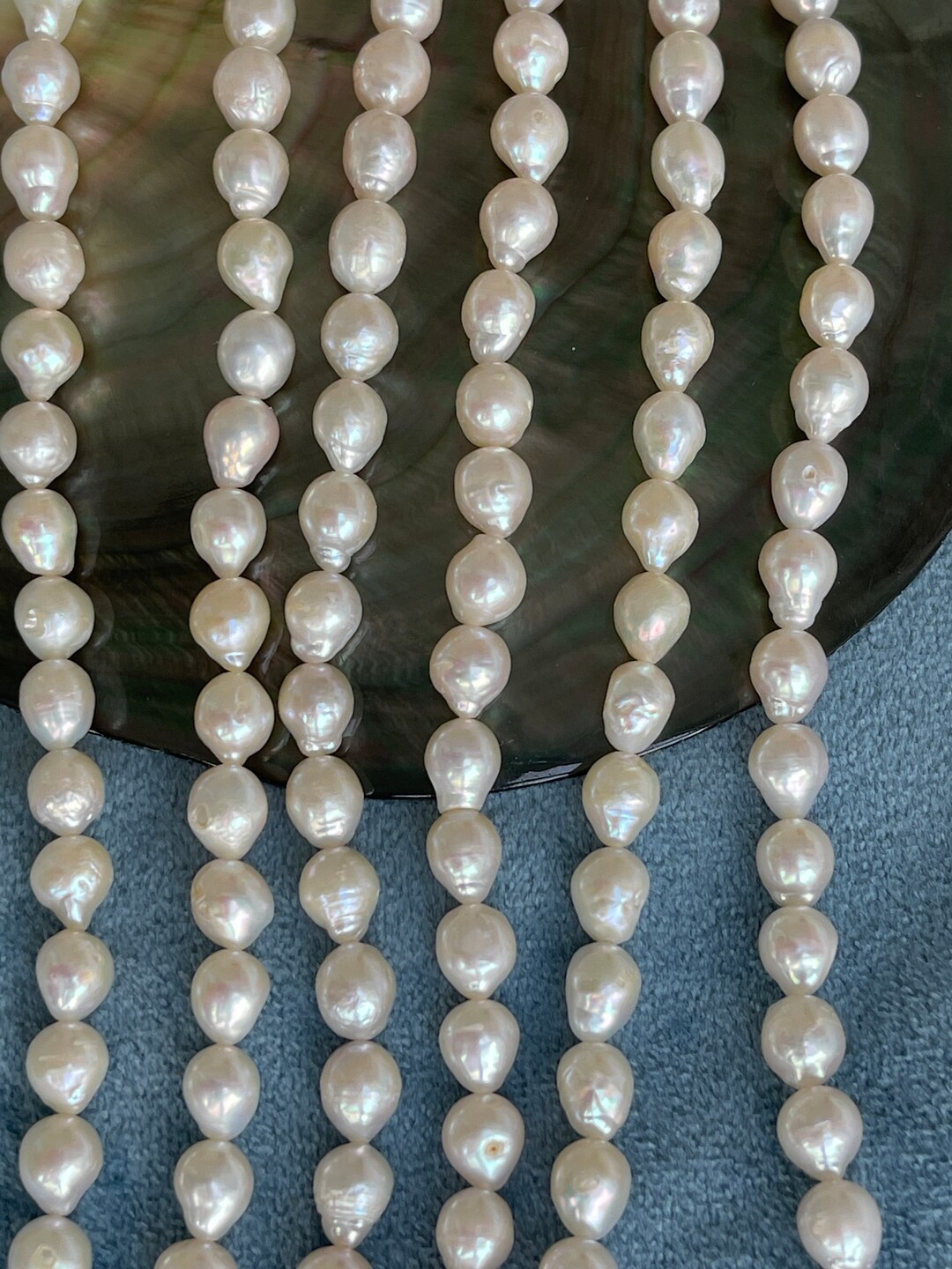 AAA 6-7mm White Freshwater Drop Pearls, Oval Freshwater Pearl Full ...