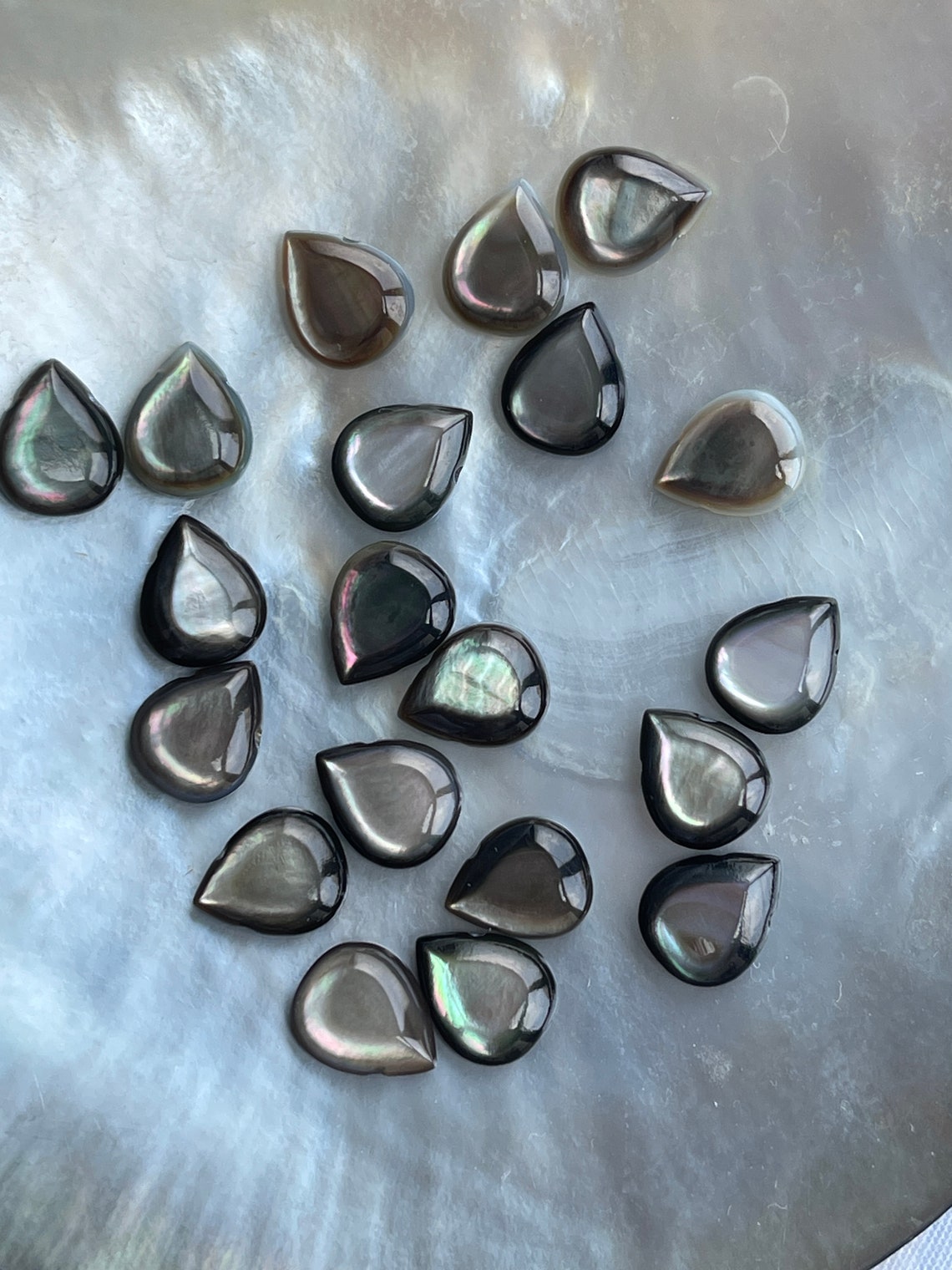 10 Pcs Natural MOP Drop Beads, Mother of Pearl Shell Oval Shape Beads ...
