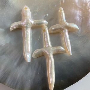 Natural Cross Pearl, Irregular Cross Pearl Pendant / Charm E351 - Etsy