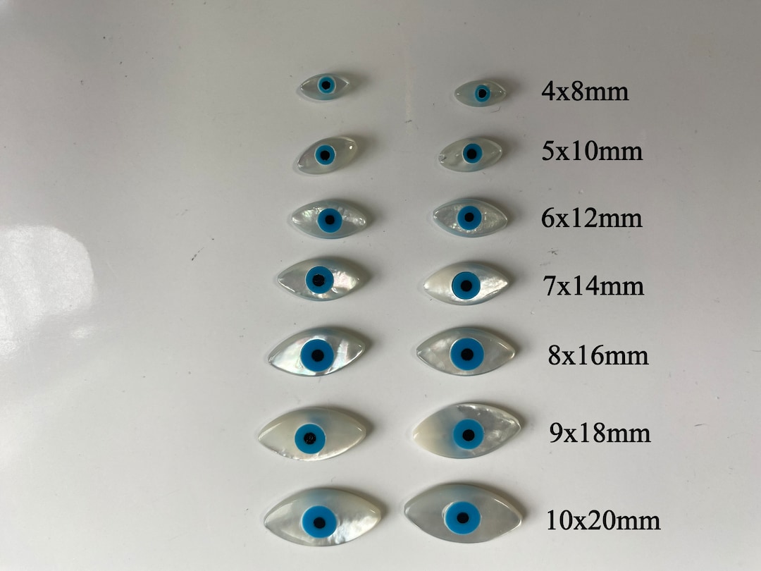 6pcs Mother of Pearl Evil Eye Beads, Marquise Cabochons, E341 - Etsy
