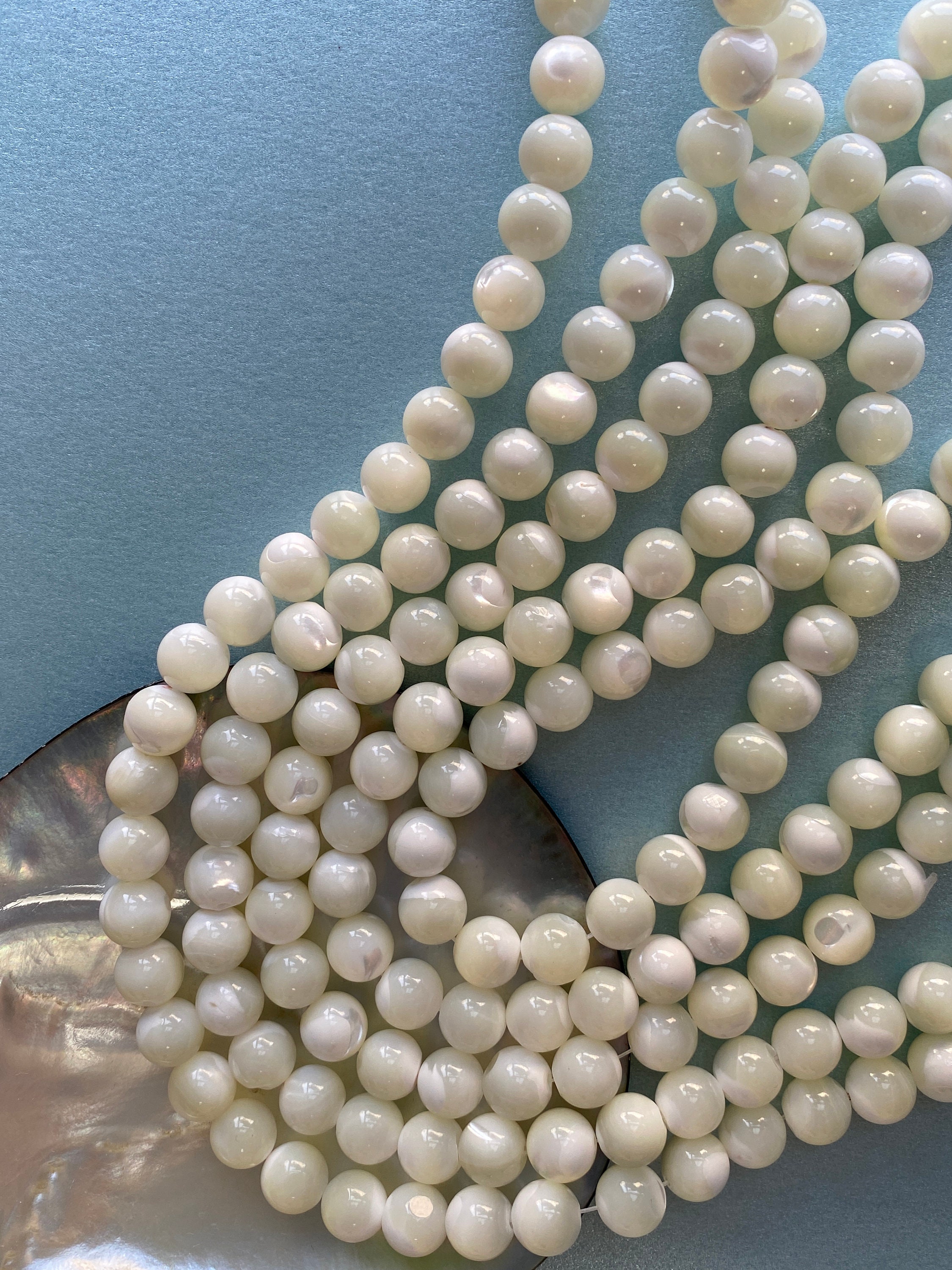 White Mother of Pearl Beads, Smooth Round Shell Beads, 2mm-14mm 16 ...