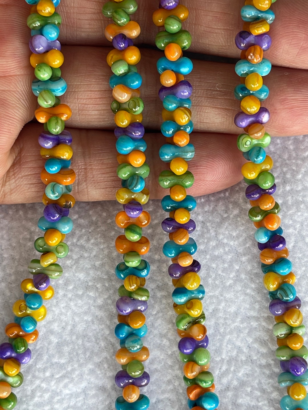 Dyed Mother of Pearl Peanut Beads, Mixed Color Shell, 4x8mm Strand ...