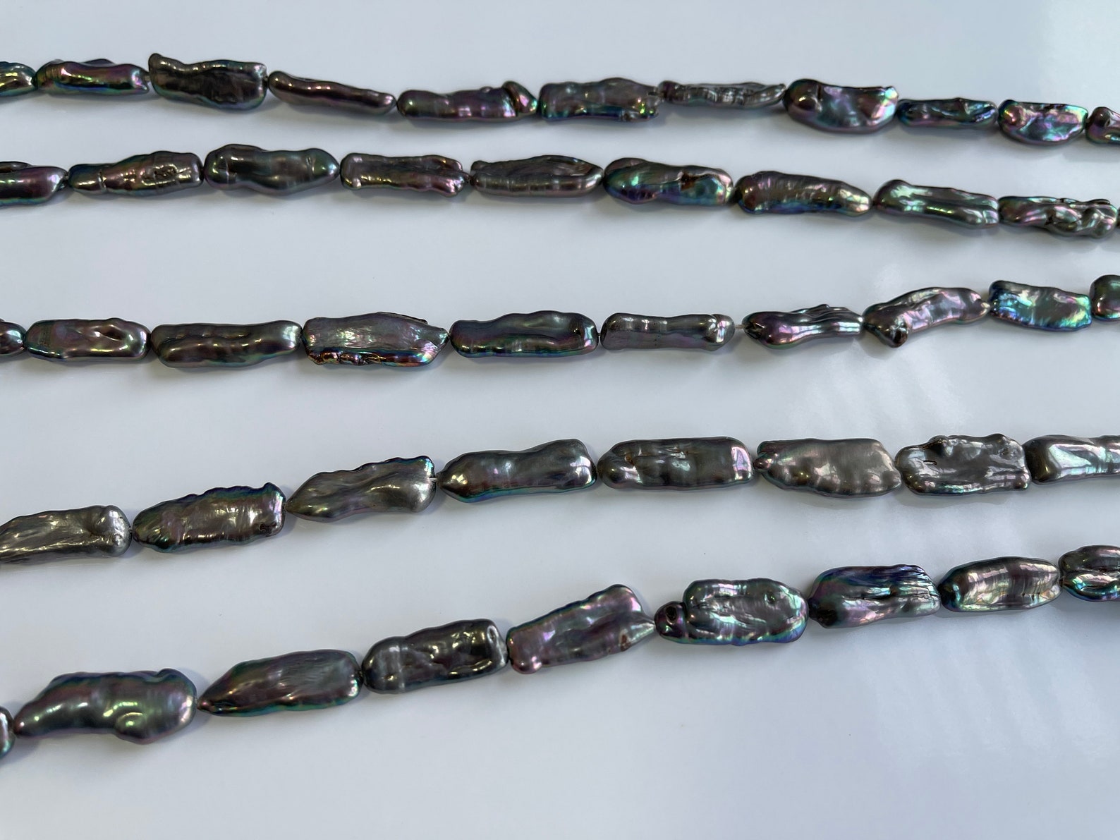 Grey Peacock Freshwater Stick Pearls, Long Biwa Pearl Strand, E362 - Etsy