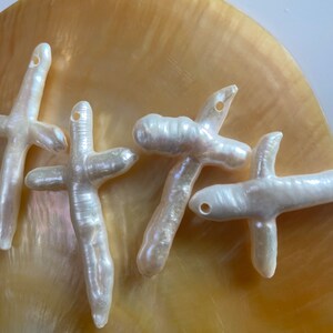Natural Cross Pearl, Irregular Cross Pearl Pendant / Charm E351 - Etsy