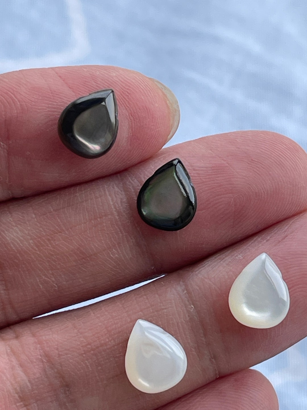10 Pcs Natural MOP Drop Beads, Mother of Pearl Shell Oval Shape Beads ...