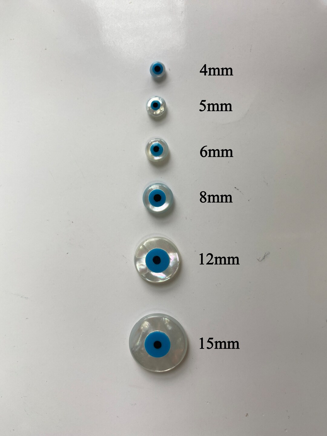 6pcs Mother of Pearl Coin Evil Eye Beads, MOP Evil Eye Round Cabochon ...