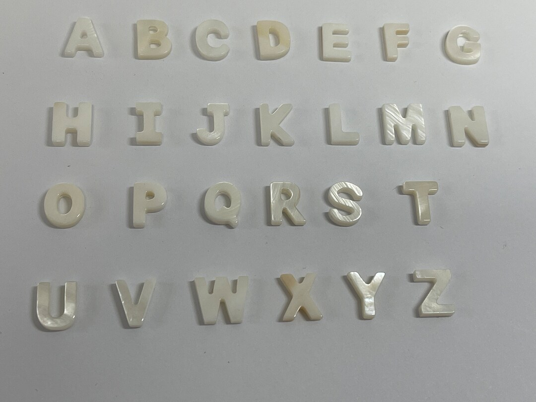 8x10mm MOP Alphabet Beads, Mother of Pearl English Letter Beads, Oblong ...