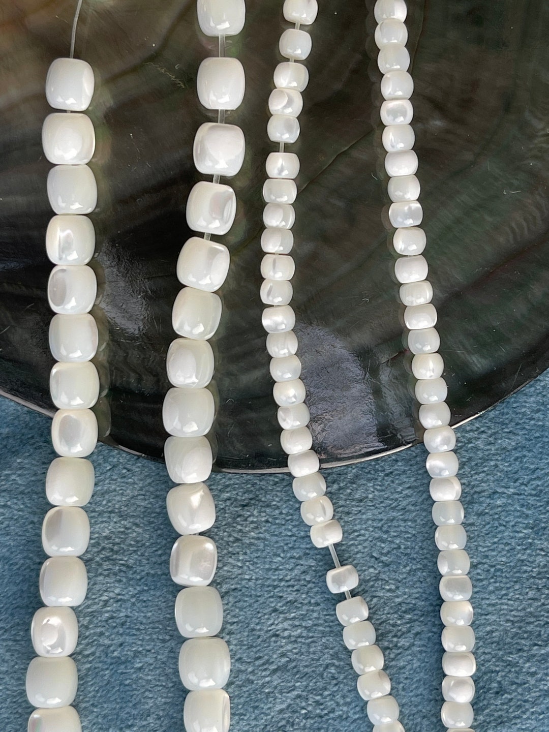 Mother of Pearl Smooth Abacus Beads, Natural White MOP Spacer Beads ...