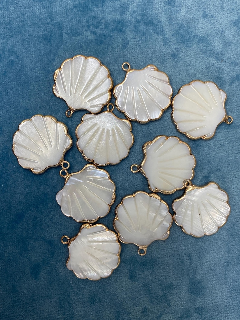 5 Pcs Electroplating MOP Sea Shell Pendant With Bail, Mother of Pearl ...