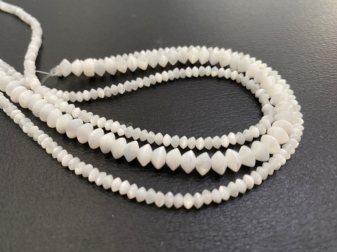 Mother of Pearl Abacus Beads ,natural White MOP Spacer Beads , 2.5x3 ...