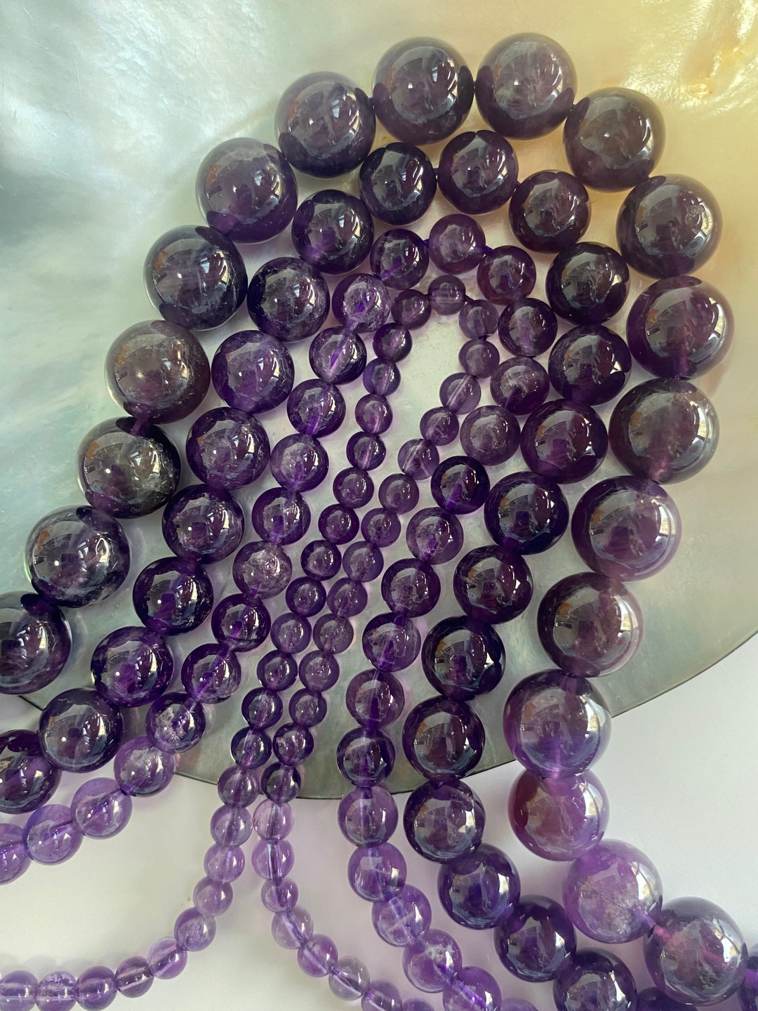 AAA Purple Amethyst Beads, Natural Gemstone, Round, Full Strand, E296 ...