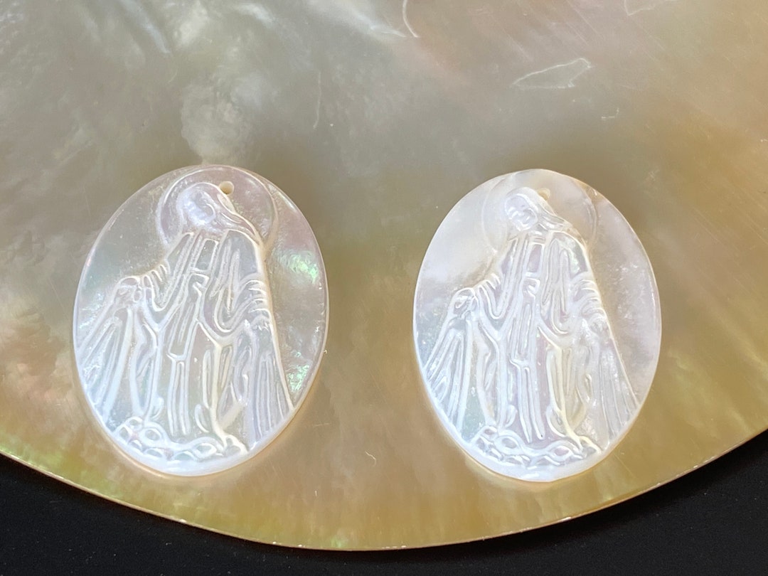 Natural Mother of Pearl Cameo Jesus, Hand Caving MOP Shell Relief God ...