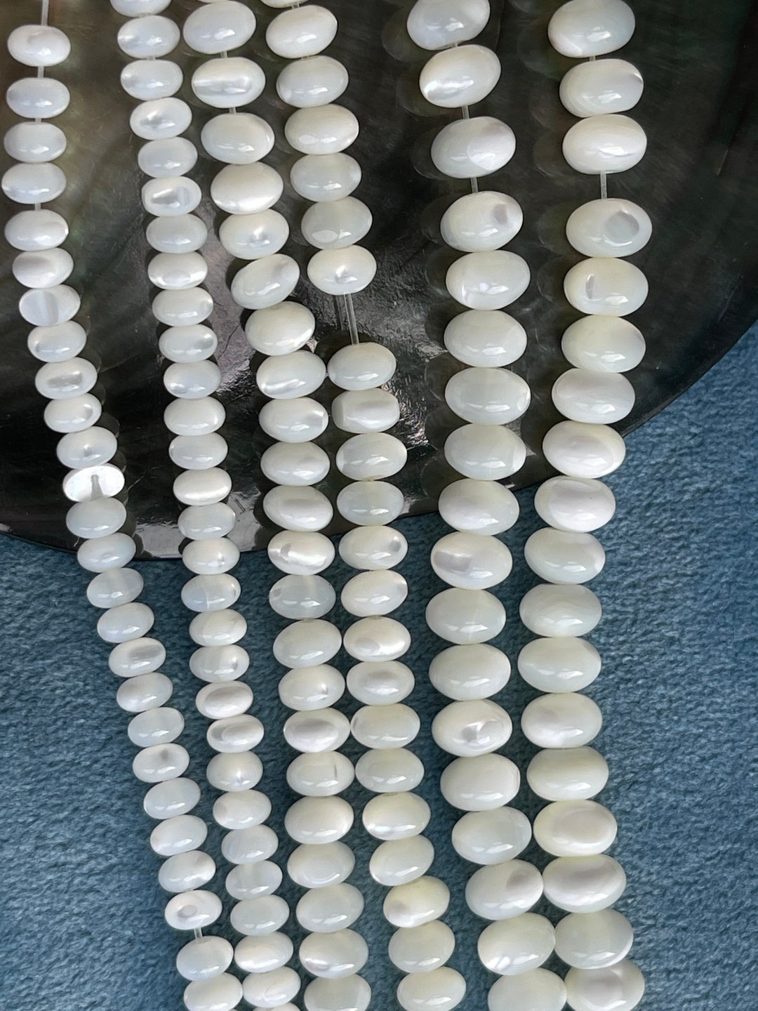 Mother of Pearl Smooth Abacus Beads, Natural White MOP Spacer Beads ...