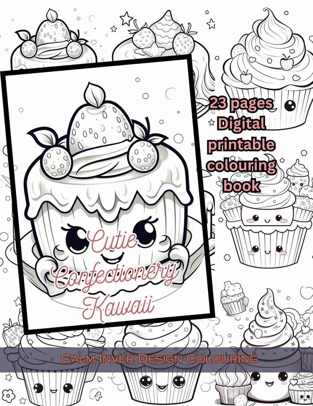 Cutie Confectionery Kawaii Colouring Book, Digital Colouring 23 Pages ...