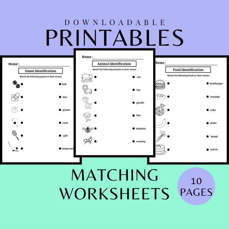 Picture to Word Matching Worksheet: Letter Recognition Activity ...